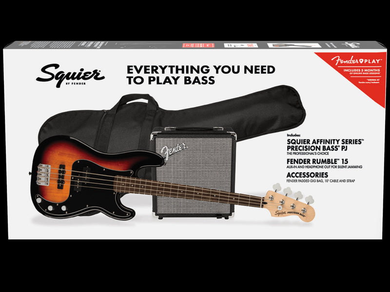Squier Affinity Series Precision Bass PJ Pack - 3-Colour Sunburst ...