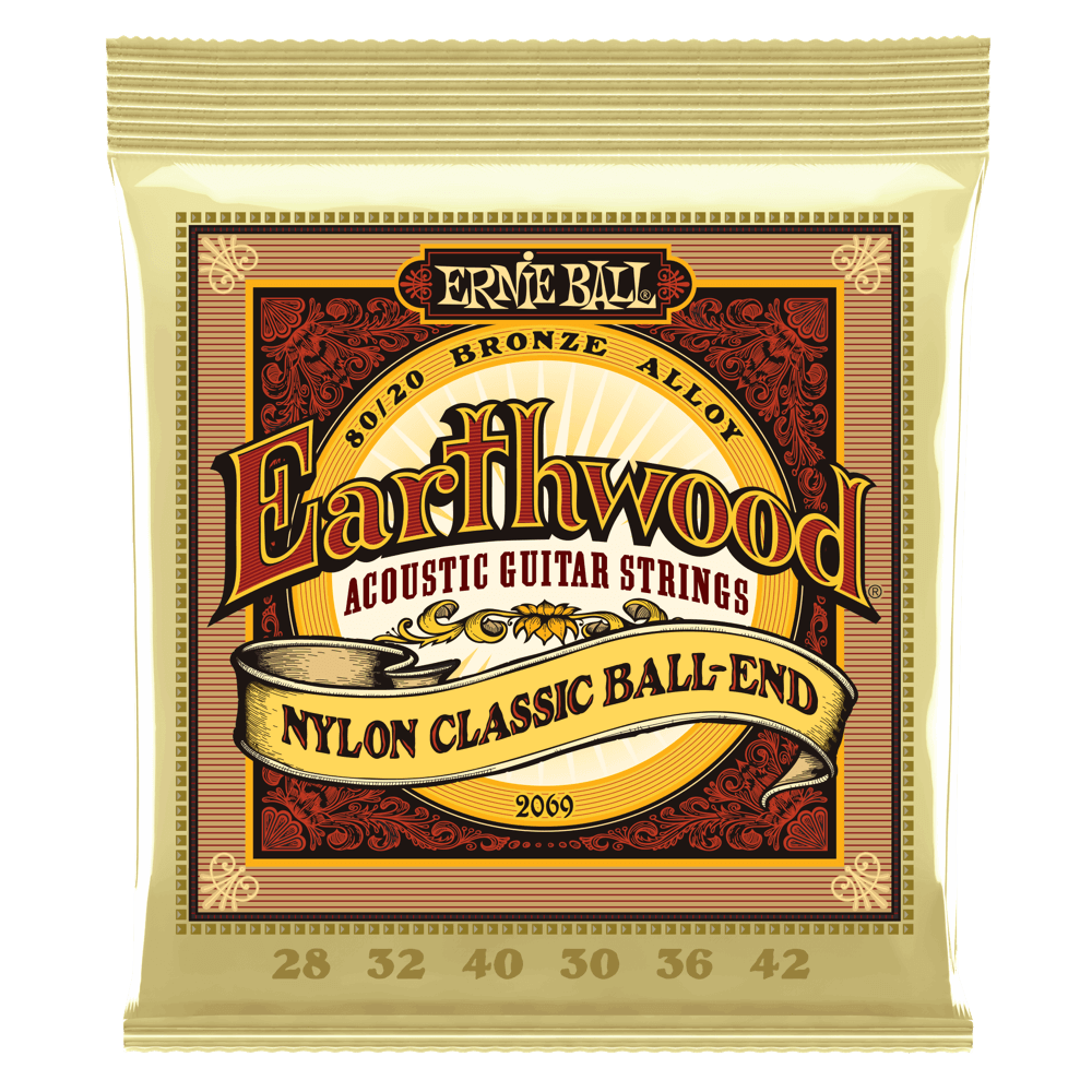 Earthwood 80/20 Bronze Nylon Ball End Folk/Classical Guitar Strings ...