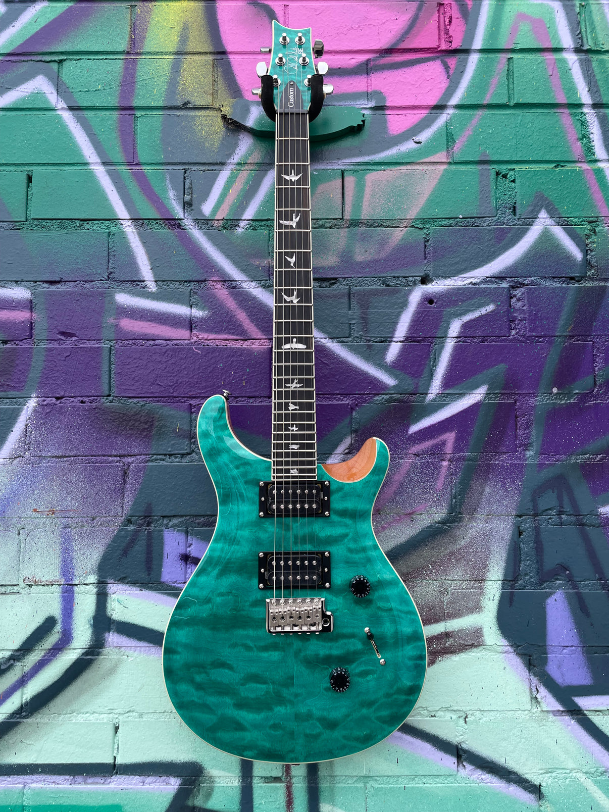 PRS SE Custom 24 Quilt Electric Guitar - Turquoise – Guitar Paradise